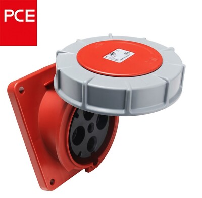 PCE 444-6 CEE-flanged socket sloping (120x130) [125A 4p 6h IP67] POWER ...