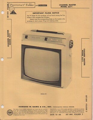 1966 CHANNEL MASTER 6571 TELEVISION SERVICE MANUAL PHOTOFACT SCHEMATIC ...