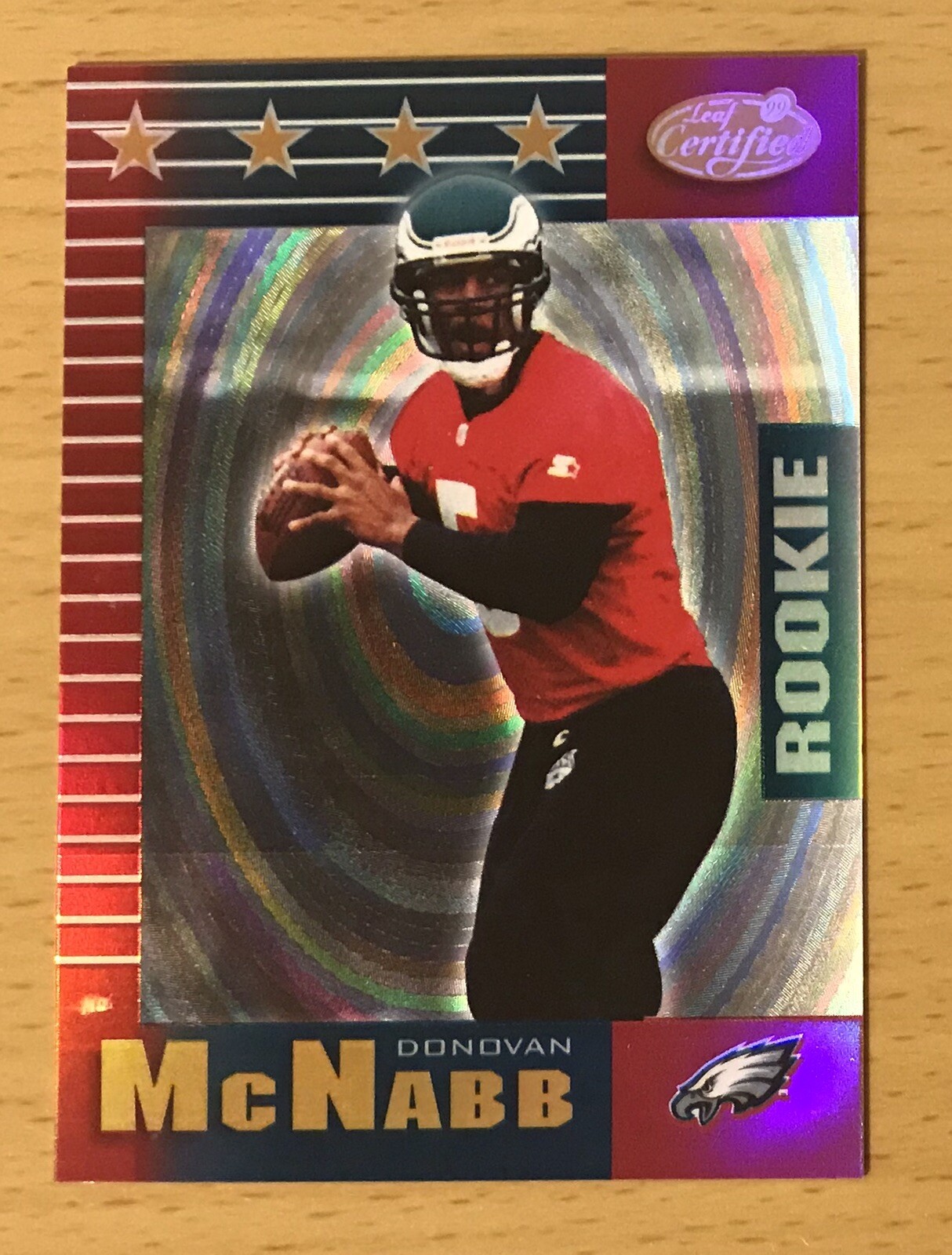 1999 LEAF CERTIFIED 4 STAR MIRROR RED DONOVAN MCNABB ROOKIE ...
