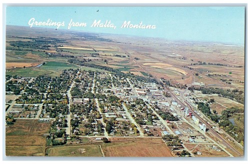 c1950's Aerial View Greetings from Malta Montana MT Unposted Vintage ...