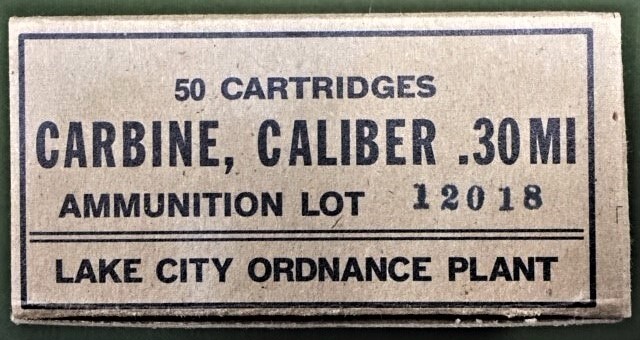 LAKE CITY ORDNANCE PLANT M1 CARBINE WWII NEW REPLICA 50 ROUND AMMO ...