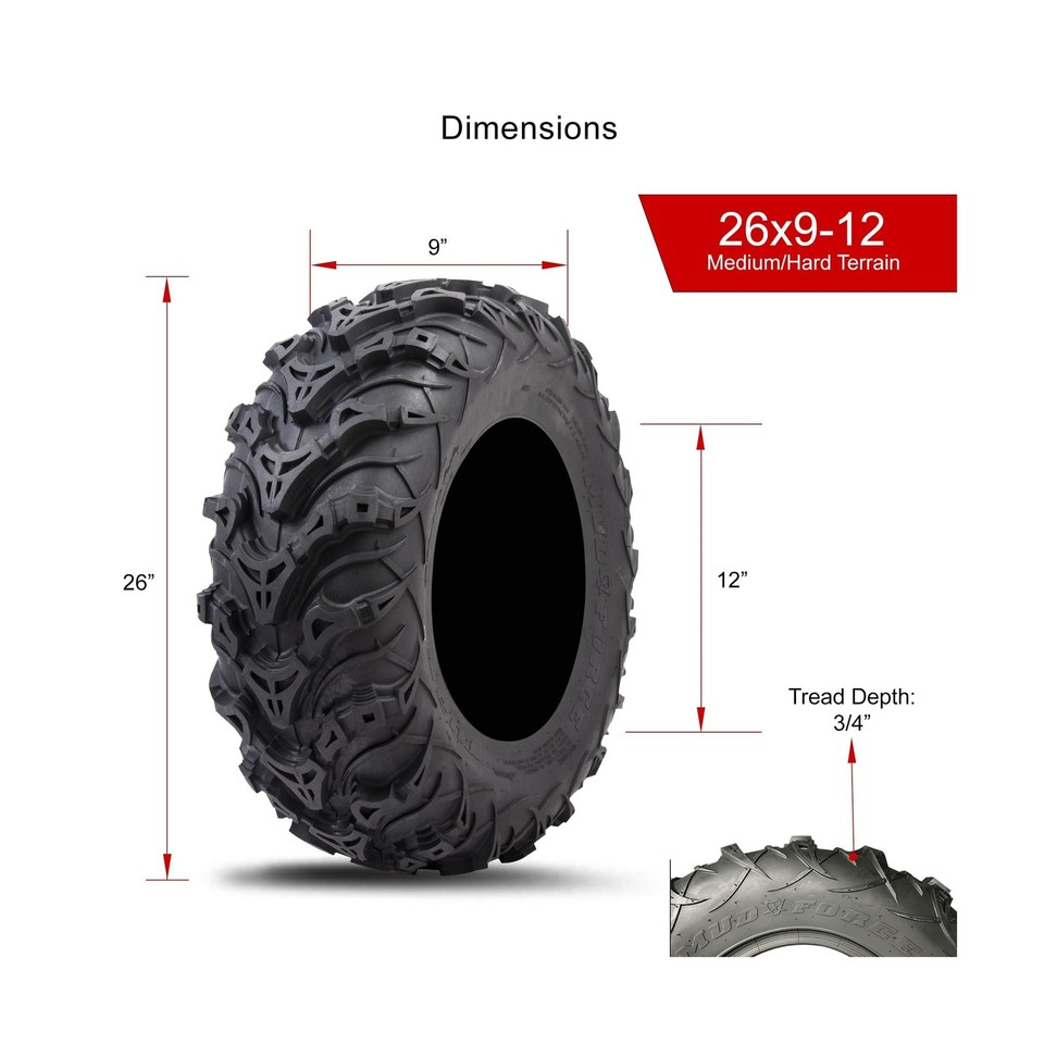 Tusk Mud Force® ATV Tire 26x9-12 x 26x11-12 Set of 4 | eBay