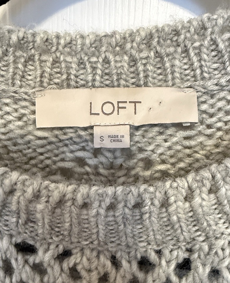Loft Sweater Size Small Crochet Gray GrandmaCore CottageCore Boho Wool ...