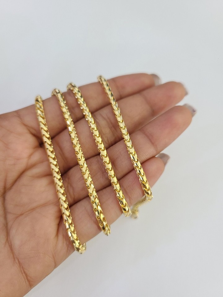 Real 18k Yellow Gold Franco Chain Necklace 24 Inch 4 mm SOLID 18kt | eBay