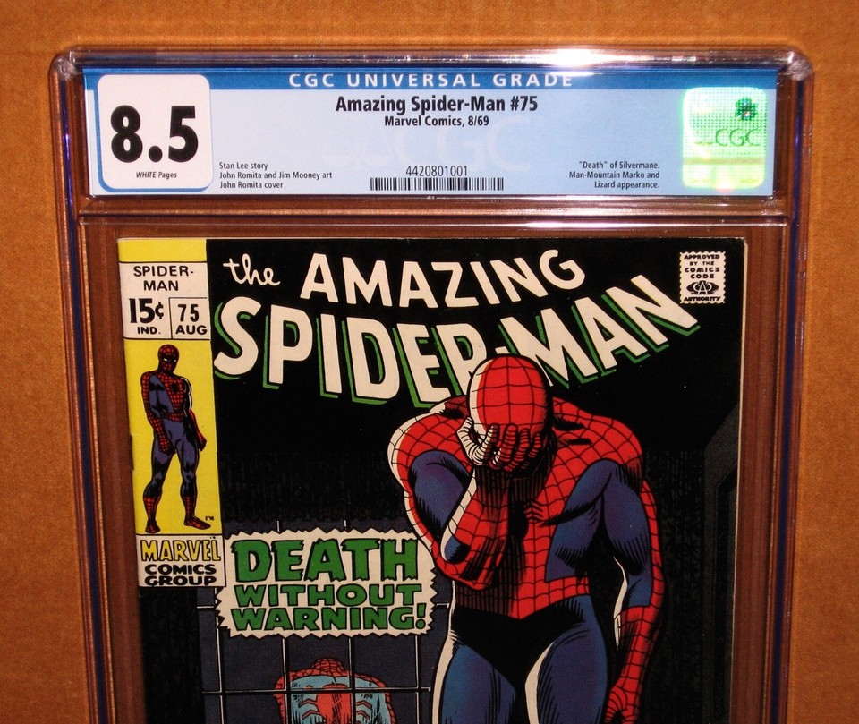 Amazing Spider-Man #75 CGC 8.5 Rare White pages! 13 pix SUPER Packaging ...