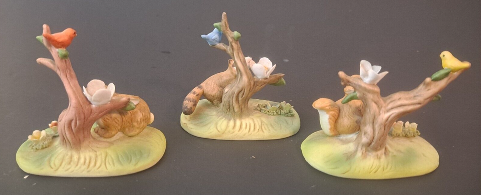 Lefton China 3 Hand Painted Woodland Animals, Rabbit, Squirrel, Raccoon ...