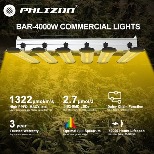 BAR-4000W Spider LED Grow Light Full Spectrum for Indoor Hydroponics ...