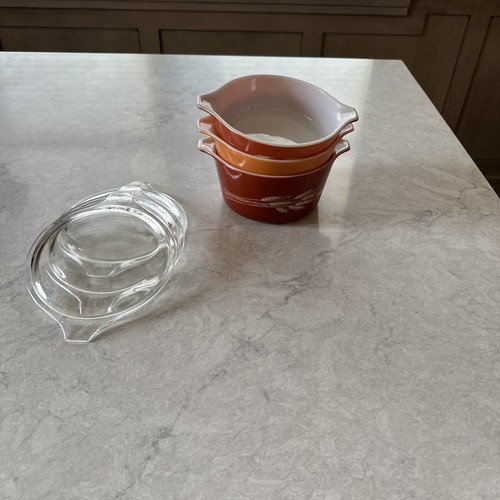 Pyrex Nesting Casserole Dishes With Lids Wheat 473-B, 472-B, 471-B | eBay