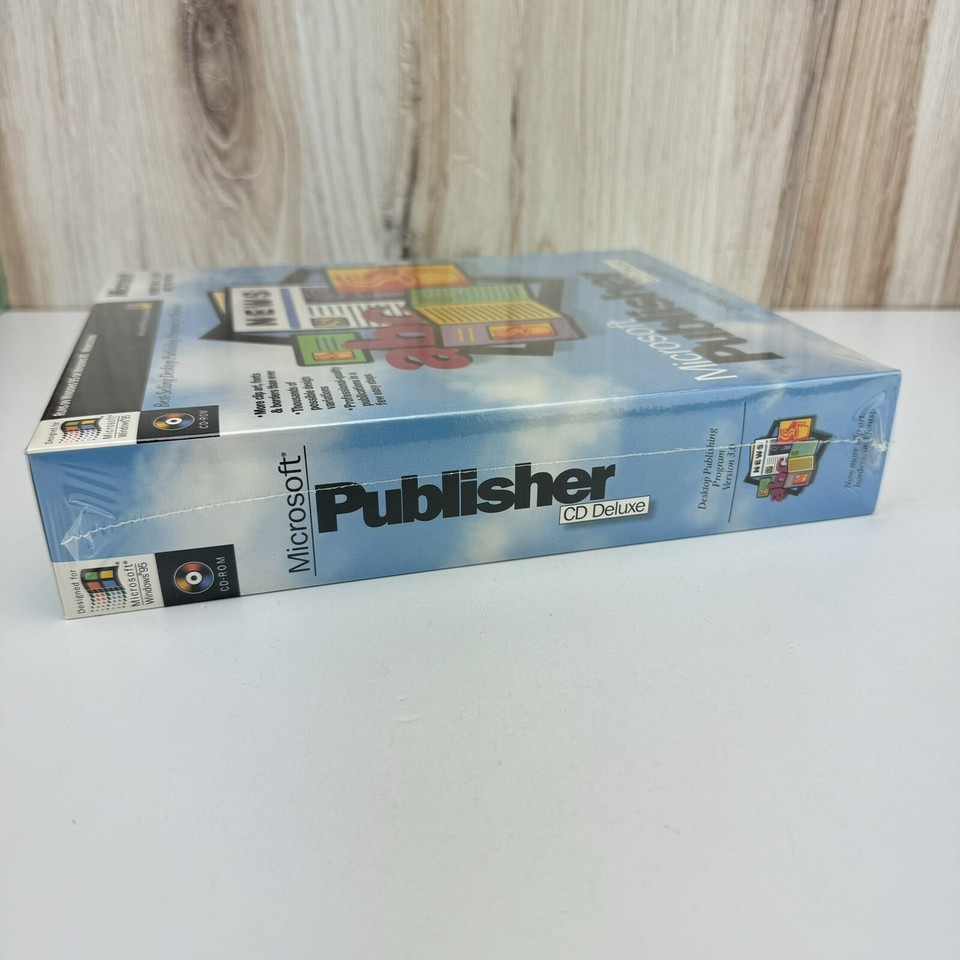 Microsoft Publisher CD Deluxe Windows 95 PC Big Box Software CDROM NEW ...