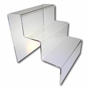 1 3 Step Tier Large Clear Perspex Acrylic Retail Counter Display Riser ...