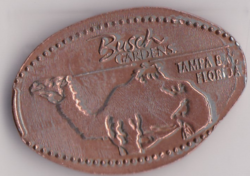 Elongated Souvenir Penny: Busch GARDENS TAMPA BAY, FLORIDA (Camel) Z/R ...