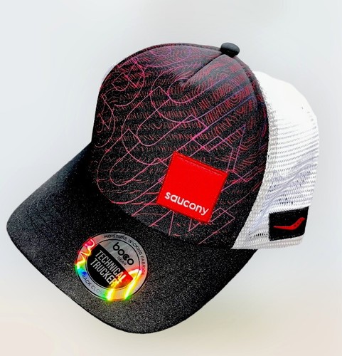 Saucony Run Trucker Hat Foam Snapback Mesh Cap Black/Multi Boco Gear ...