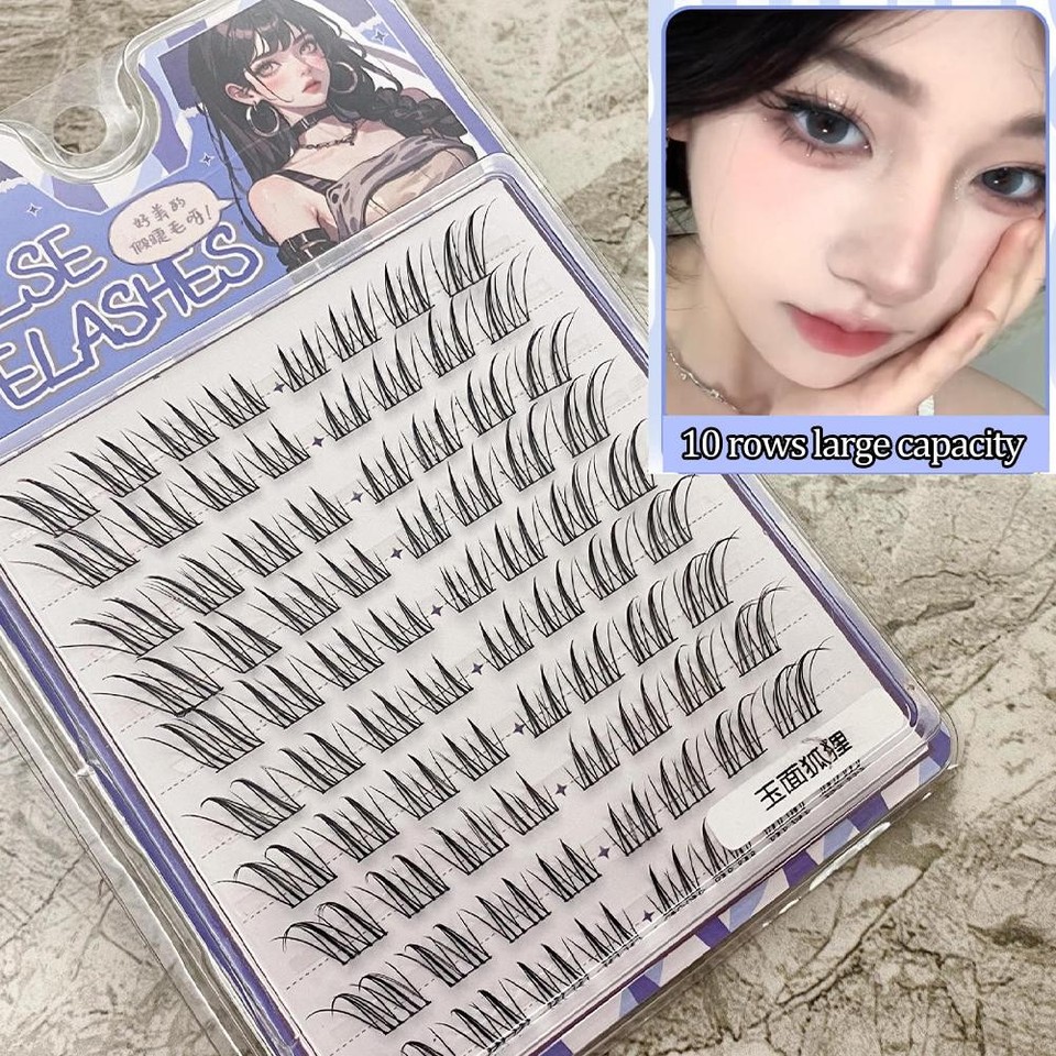 Slanted Flying Comic Eyelashes Black Soft Lightweight Fox-eye Reusable ...