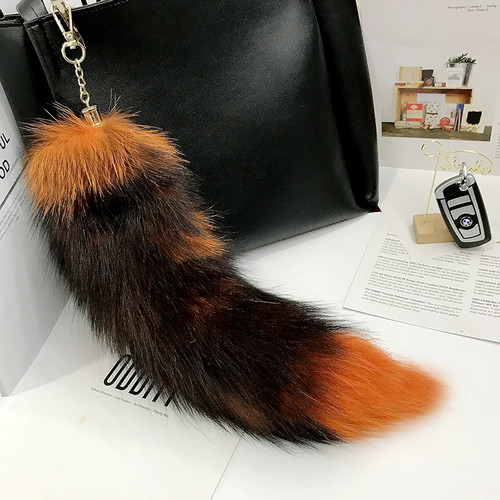Car Keychains Pendant Real Fox Farm Fur Tail for Bag 15"-16" chic Y2K ...