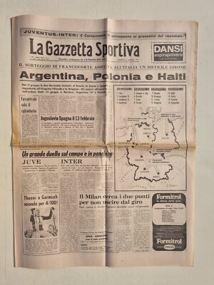 Gazzetta Dello Sport January 6 1974 World Cup Draw Germany 74 | eBay