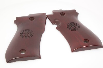 BERETTA MODEL 82, 85, 87 TURKISH WALNUT WOOD GRIPS **MAROON & LOGO** | eBay