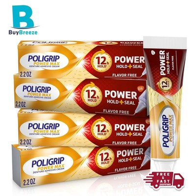Super Poligrip Power Max Power Hold plus Seal Denture Adhesive Cream ...