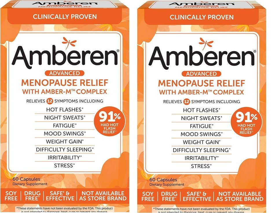 Amberen Multi-Symptom Menopause Relief 120 Capsules 2 Boxes Free ...