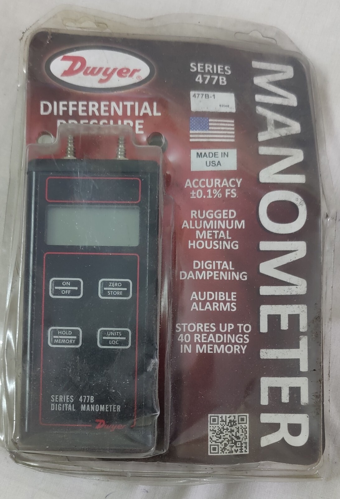 Dwyer 477B Handheld Digital Manometer, 477B-1, 0 to 20" wc (0 to 4.982 ...