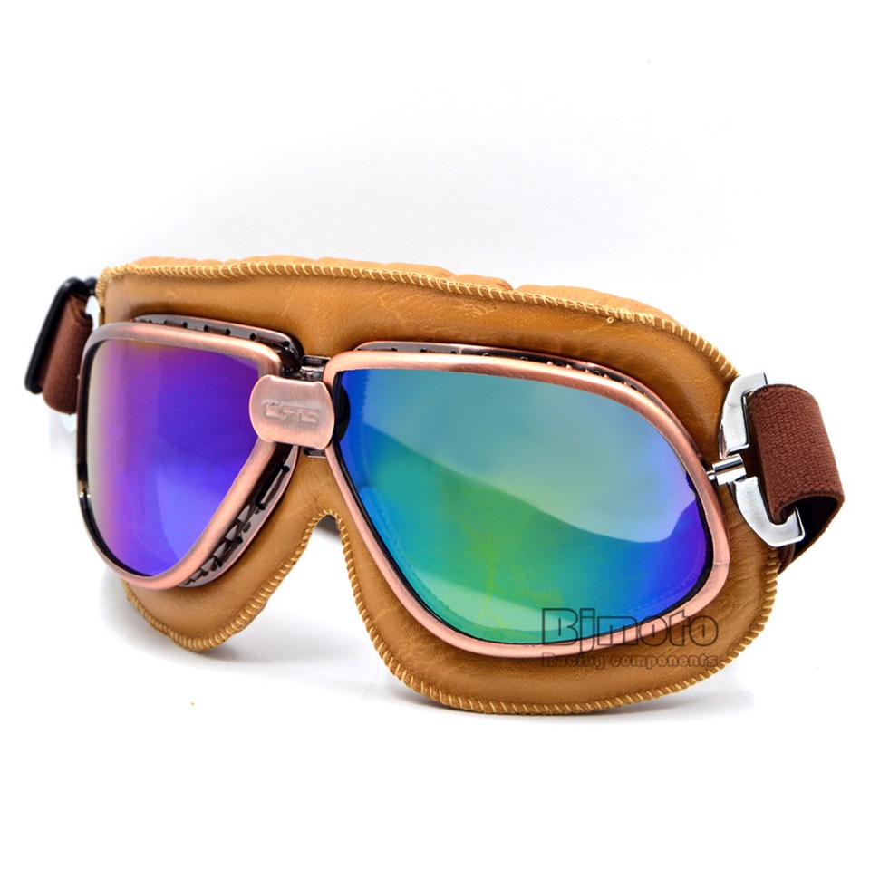 Aviator Pilot Cruiser Motorcycle Goggles Eyewear Retro Off Road Helmet ...