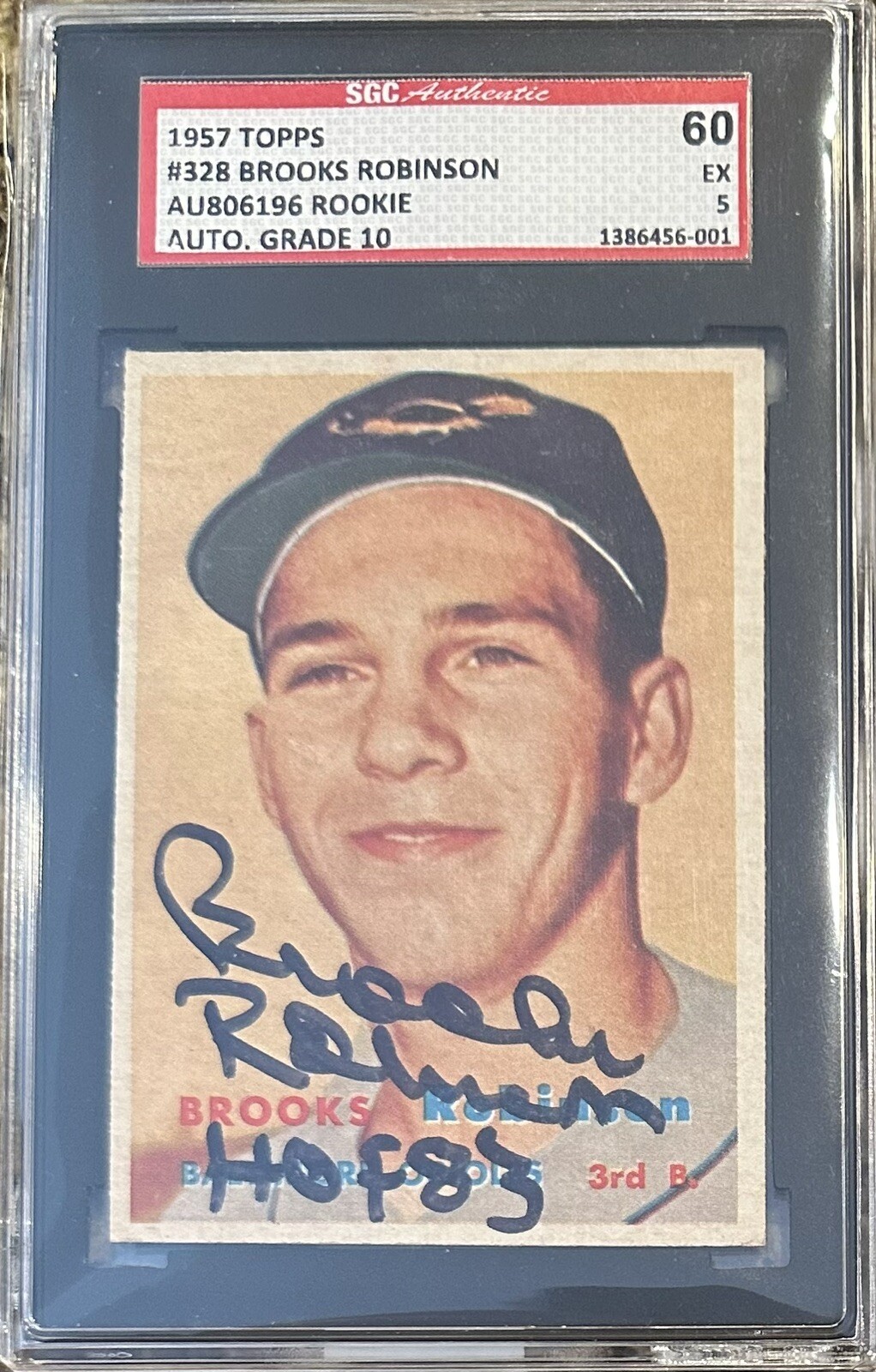 1957 Topps #328 Brooks Robinson Rookie RC Signature Graded SGC 5 w/ 10 ...