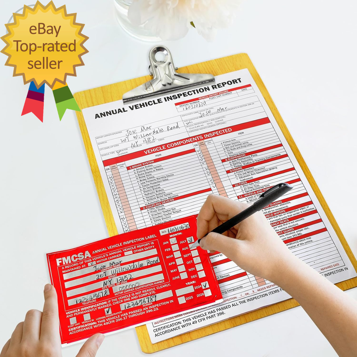 Annual Inspection Label 15Pack DOT Annual Vehicle Inspection Report ...