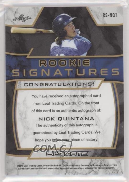 2019 Leaf Ultimate Rookie Signatures Nick Quintana #RS-NQ1 Auto | eBay