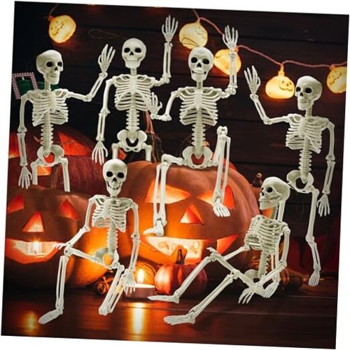 6 PCS Halloween Decoration, 16" Small Poseable Skeleton Full Body with ...