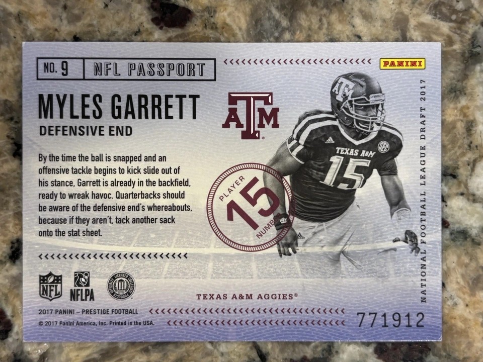 2017 Panini Prestige - Nfl Passport Myles Garrett #9 (RC) | eBay