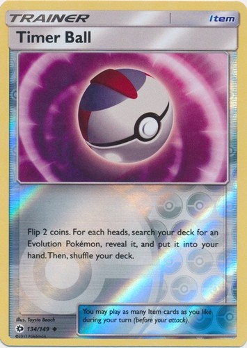 Lightly Played Reverse Holo 134/149 Timer Ball SM Base Set Pokemon TCG ...