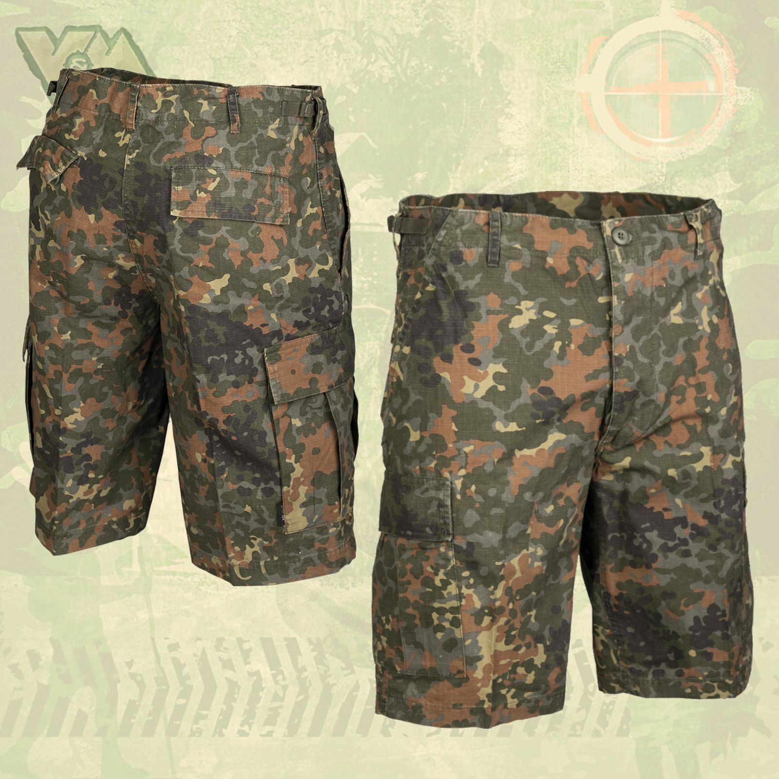 BW FLECKTARN SHORTS PREWASH BERMUDA KURZE HOSE ARMY COMBAT CARGO ...