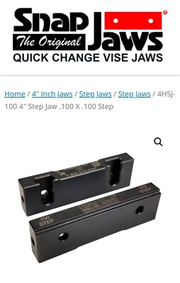 1 Pair Snap Jaws 4HSJ-100 Hard Steel Vise Jaws with Step, fits 4" Vise ...