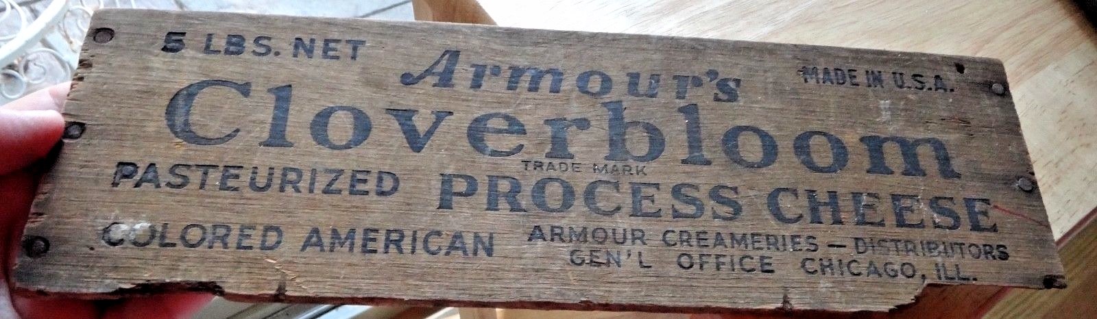 Vtg Cloverbloom Pasteurized Process Cheese Armour Creameries Wooden Box ...