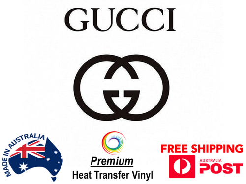 GUCCI IRON ON TRANSFER LOGO DESIGNER VINYL DECAL BABY HTV MANY COLOURS ...