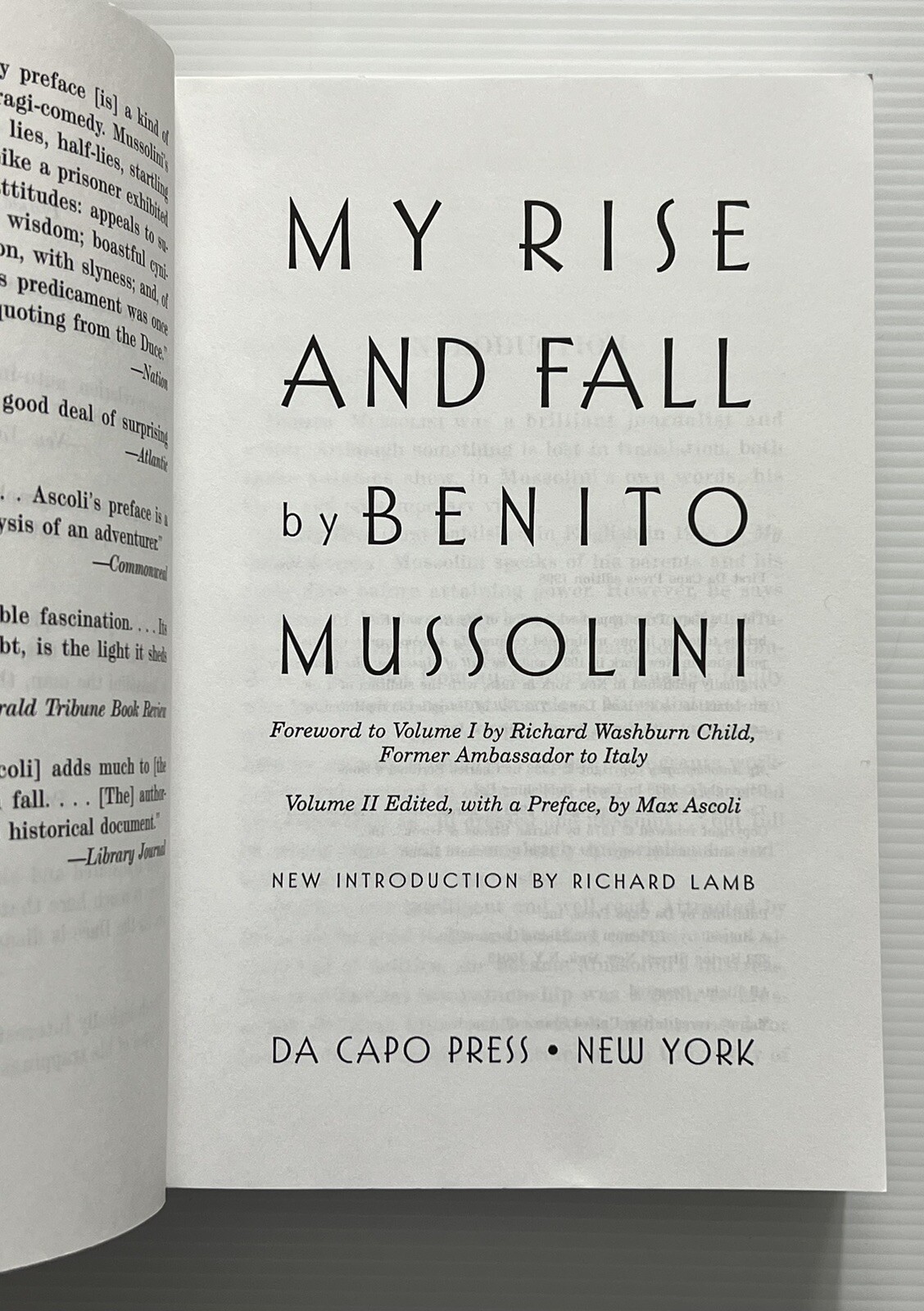 My Rise and Fall by Benito Mussolini Autobiography Two-Volumes in One ...