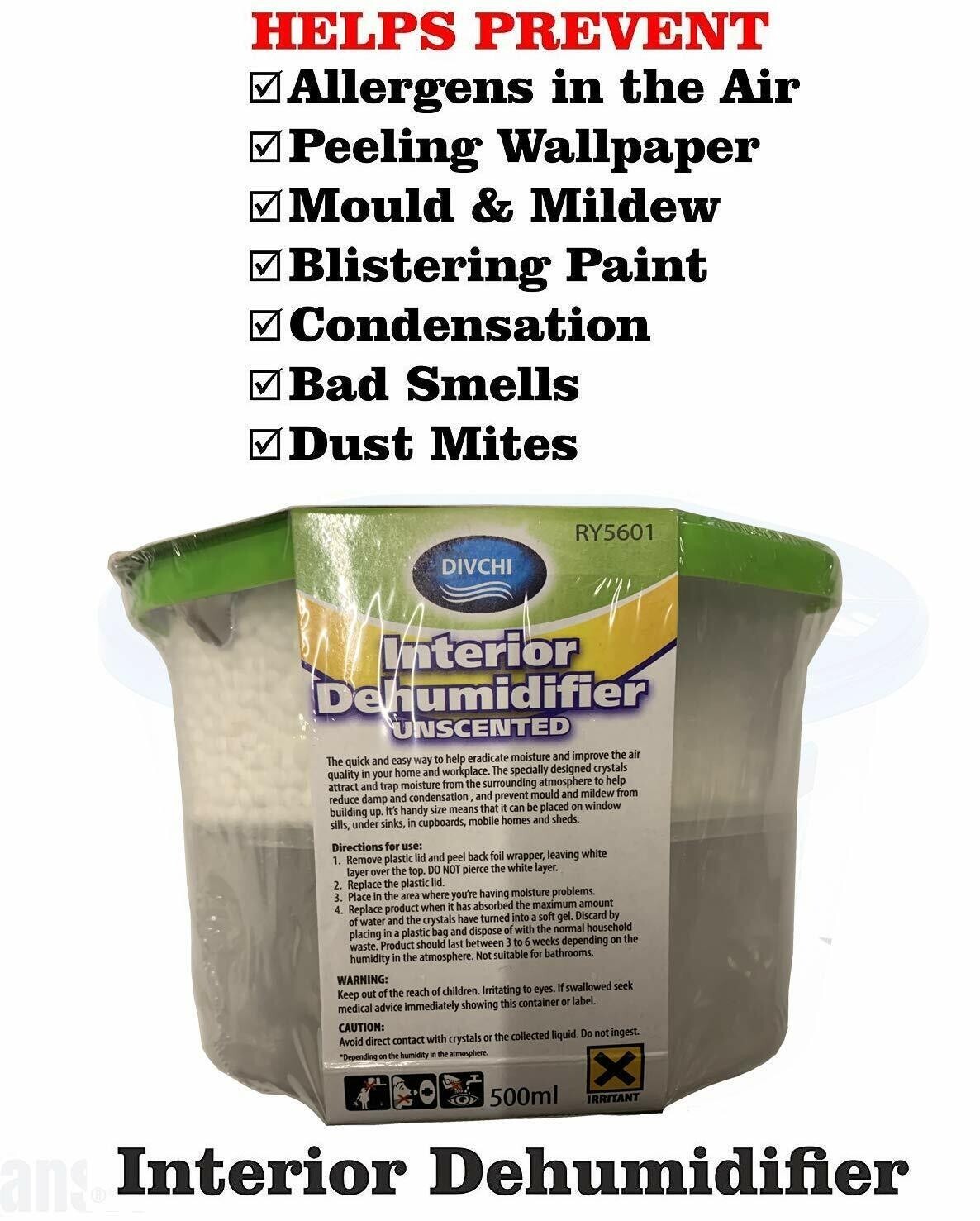 12 X 500 ML Dehumidifier Disposable Damp Moisture Mould Mildew Remover ...