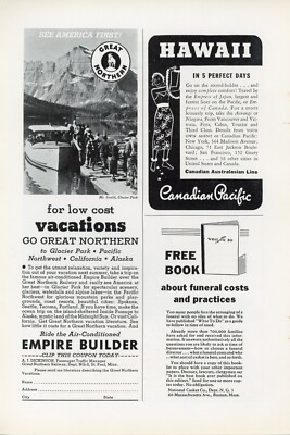 1936 Great Northern Railway Vintage Railroad Ad Mt Cloud Glacier ...