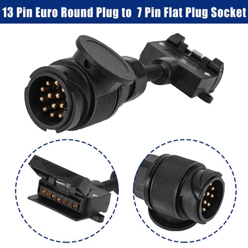 13Pin Euro Round Plug To 7Pin Male Flat Socket Trailer Adaptor Caravan ...
