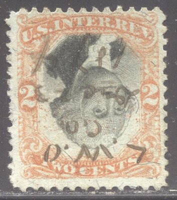 U.S. #R151a SCARCE Used - 2c Orange & Black on Greenish, Inverted ...