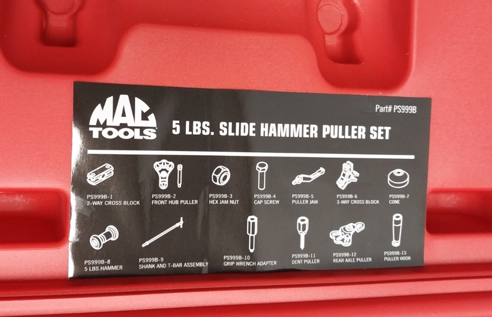 Mac Tools 5 Lbs Slide Hammer Puller Set, Model PS999B | eBay