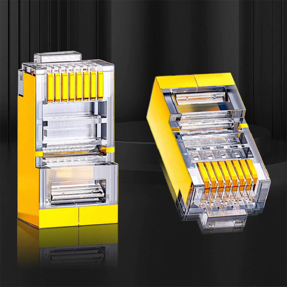 100pcs Ethernet Cable Head RJ45 CAT6 Connector for Ethernet Cable (Gold ...