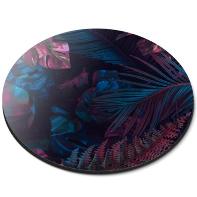 Round Mouse Mat Neon Style Tropical Leaves Nature #51544 | eBay UK