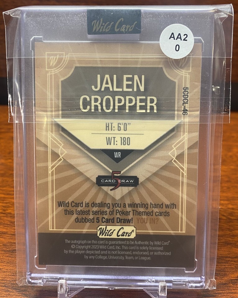 2023 Wild Card 5 Card Draw 1/1 RC AUTO JALEN CROPPER Dallas Cowboys | eBay