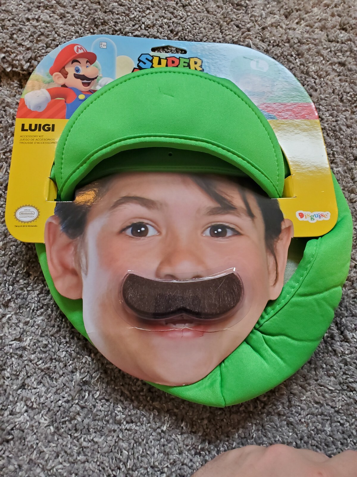 Super Mario Hat & Mustache Halloween Costume Accessory Kit, Mario ...