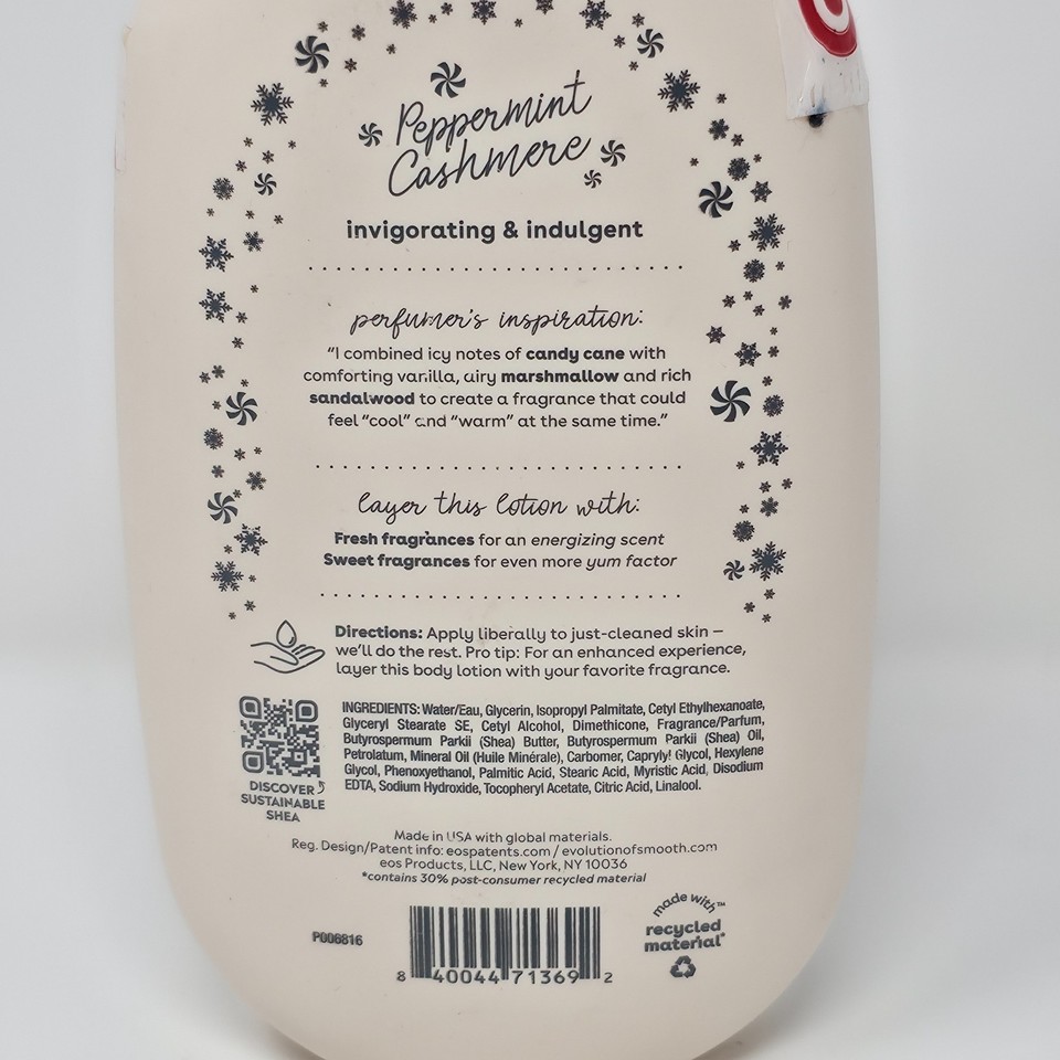 EOS Holiday Christmas Peppermint Cashmere Body Lotion Limited Edition ...