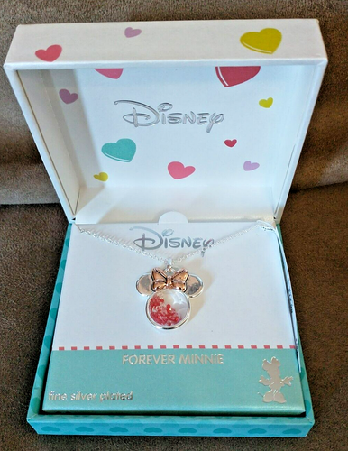 Disney Forever Minnie Fine Silver Plated Charm Necklace | eBay