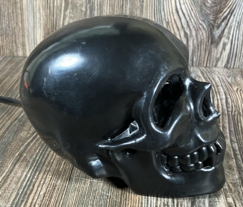 Black SKULL Strobe Light Halloween Prop Flashing Gothic Walgreens w/Box ...