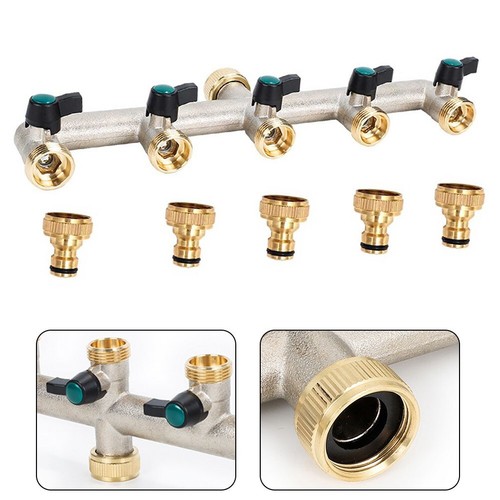 Brass Water Distributor 5 Way Tap Connector for Convenient Garden ...