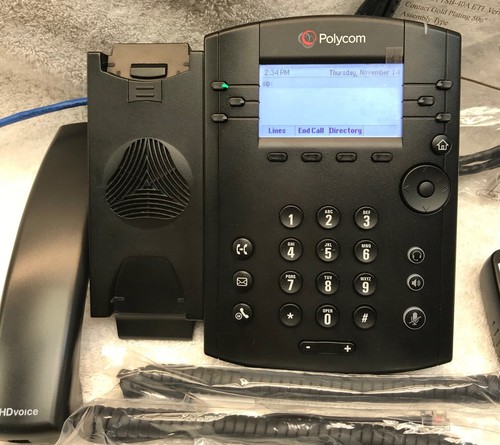 POLYCOM VVX300 IP PHONE SIP POE FACTORY RESET NICE & CORDS STAND 2200 ...