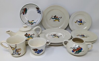 RARE Edwin M. Knowles China Co. Circus Theme Child's Tea Set 13 Random ...